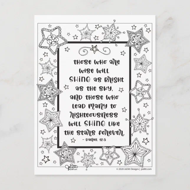 Inspirational Scripture Shine Like Stars Coloring Postcard | Zazzle