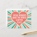 Inspirational Social Work Quote Heart Retro Colors Postcard | Zazzle
