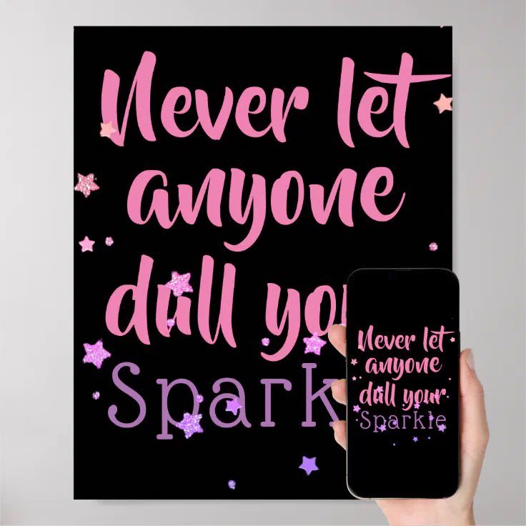 Inspirational Sparkle Quote Purple Pink Stars Poster | Zazzle