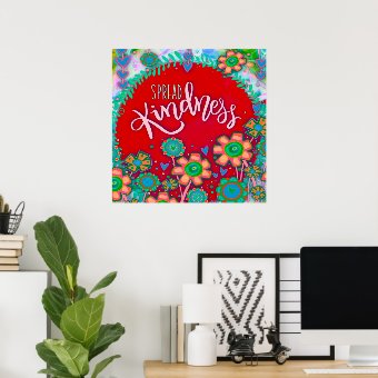 Inspirational Spread Kindness Classroom Teacher Poster | Zazzle