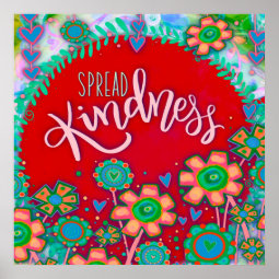 Inspirational Spread Kindness Classroom Teacher Poster | Zazzle