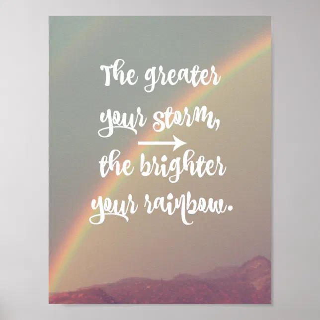 Inspirational Storm and Rainbow Quote Poster | Zazzle