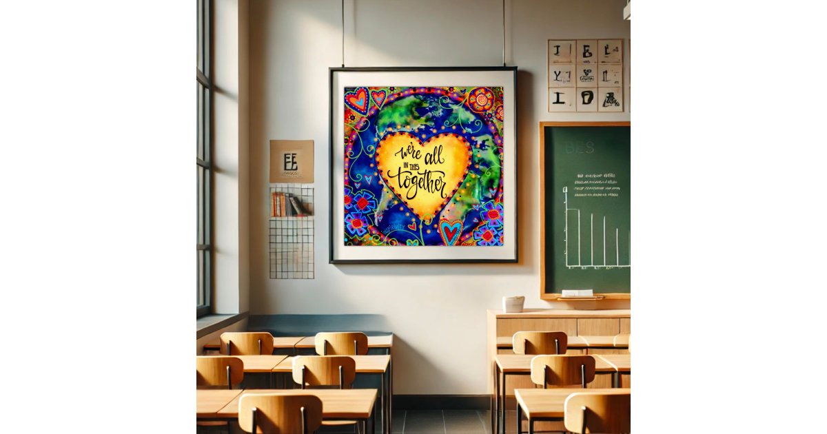 Inspirational Together Encouraging Quote Heart Poster | Zazzle