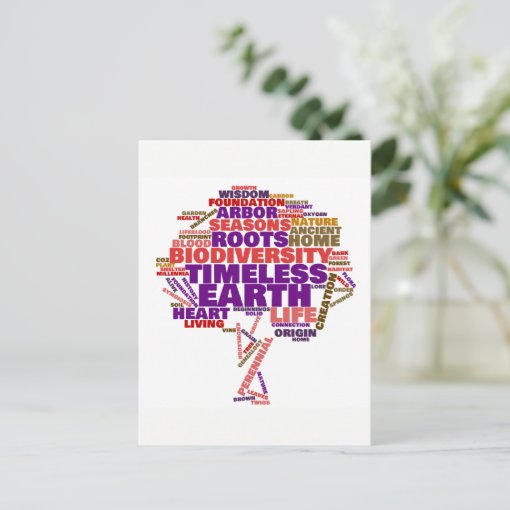 Inspirational Tree of Life Tag Cloud Postcard | Zazzle