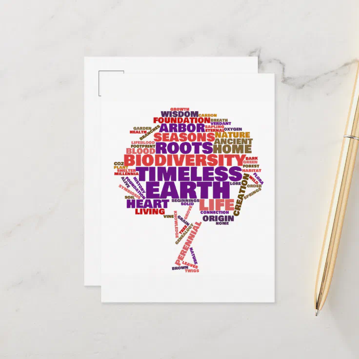 Inspirational Tree of Life Tag Cloud Postcard | Zazzle