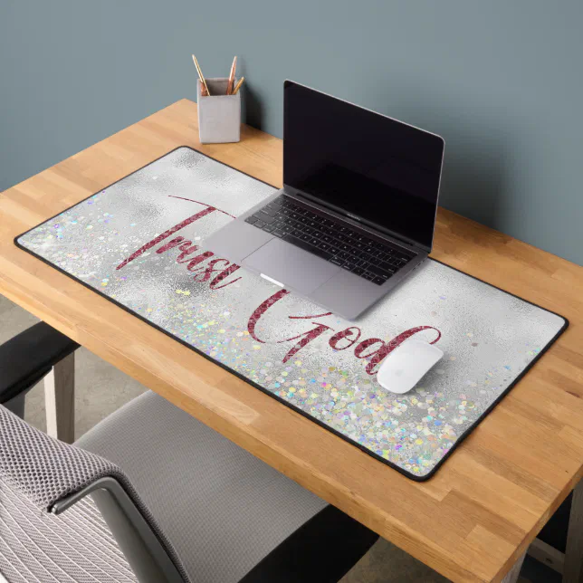 Inspirational Trust God Quote Desk Mat | Zazzle