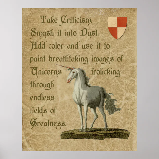 Inspirational Unicorn Quote Antique Parchment Poster | Zazzle