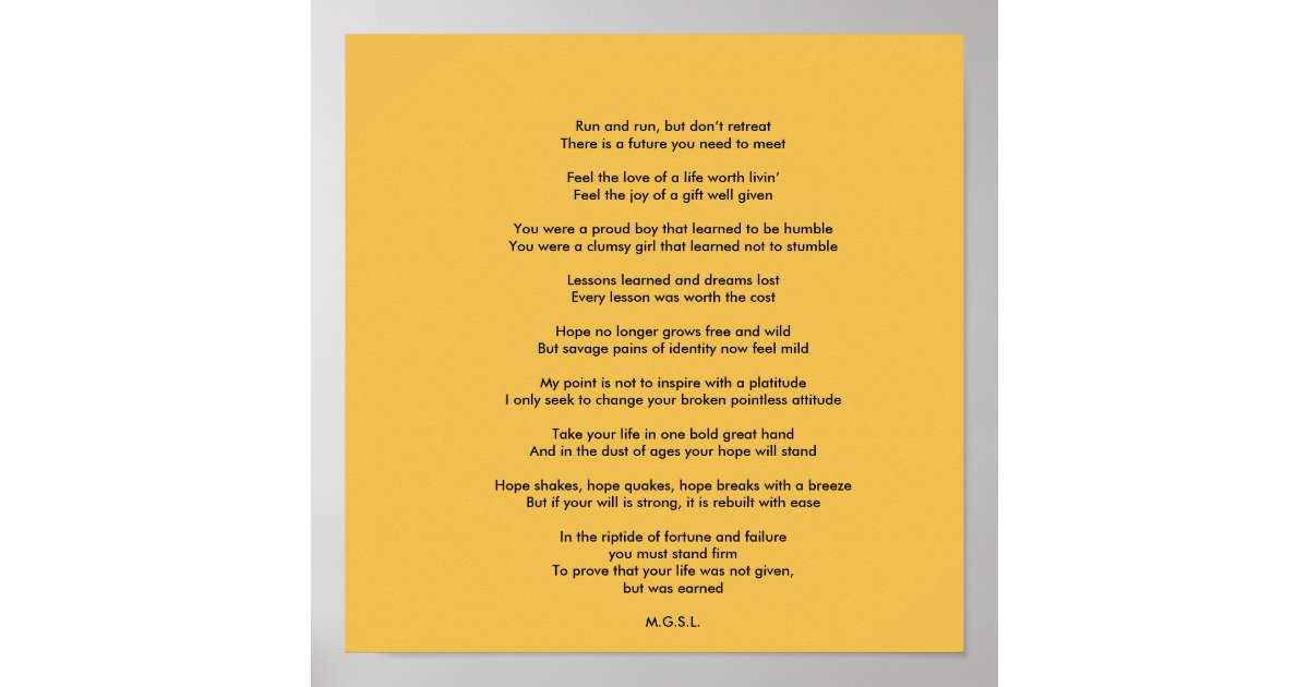 Inspirational Untitled Poem by Matt Poster | Zazzle