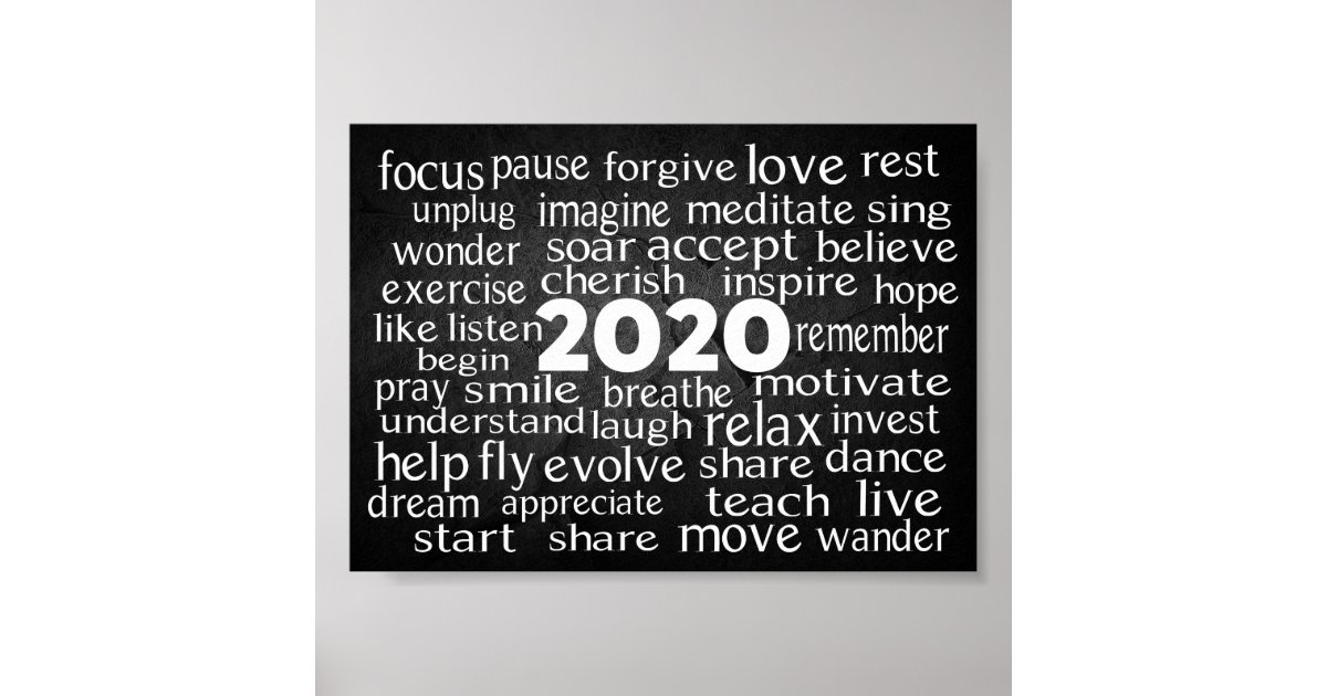 Inspirational Verb Word Cloud for 2020 Poster | Zazzle