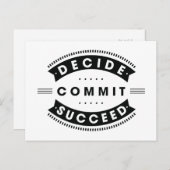 Inspirational Words Decide Commit Succeed Postcard | Zazzle
