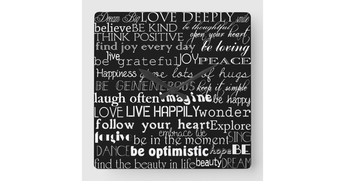 Inspirational Words Square Wall Clock | Zazzle