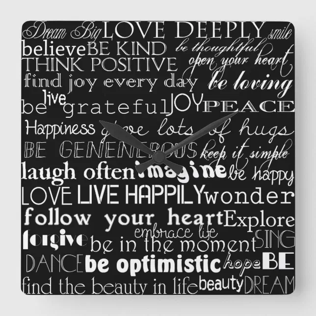 Inspirational Words Square Wall Clock | Zazzle
