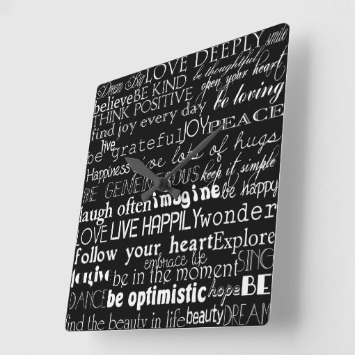 Inspirational Words Square Wall Clock | Zazzle