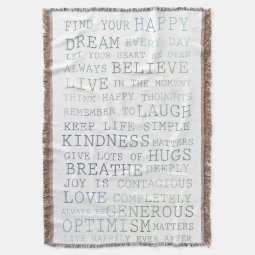 Inspirational Words Throw Blanket | Zazzle