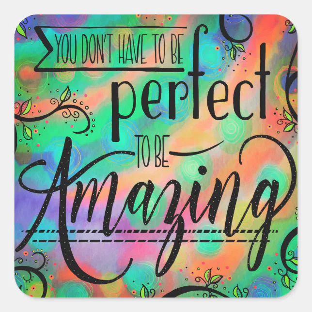 Inspirational You are Amazing Modern Green Square Sticker | Zazzle