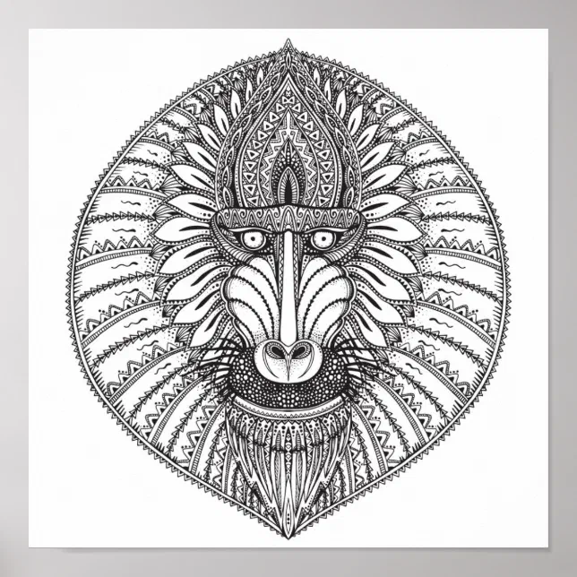 Inspired Baboon Face 2 Poster | Zazzle