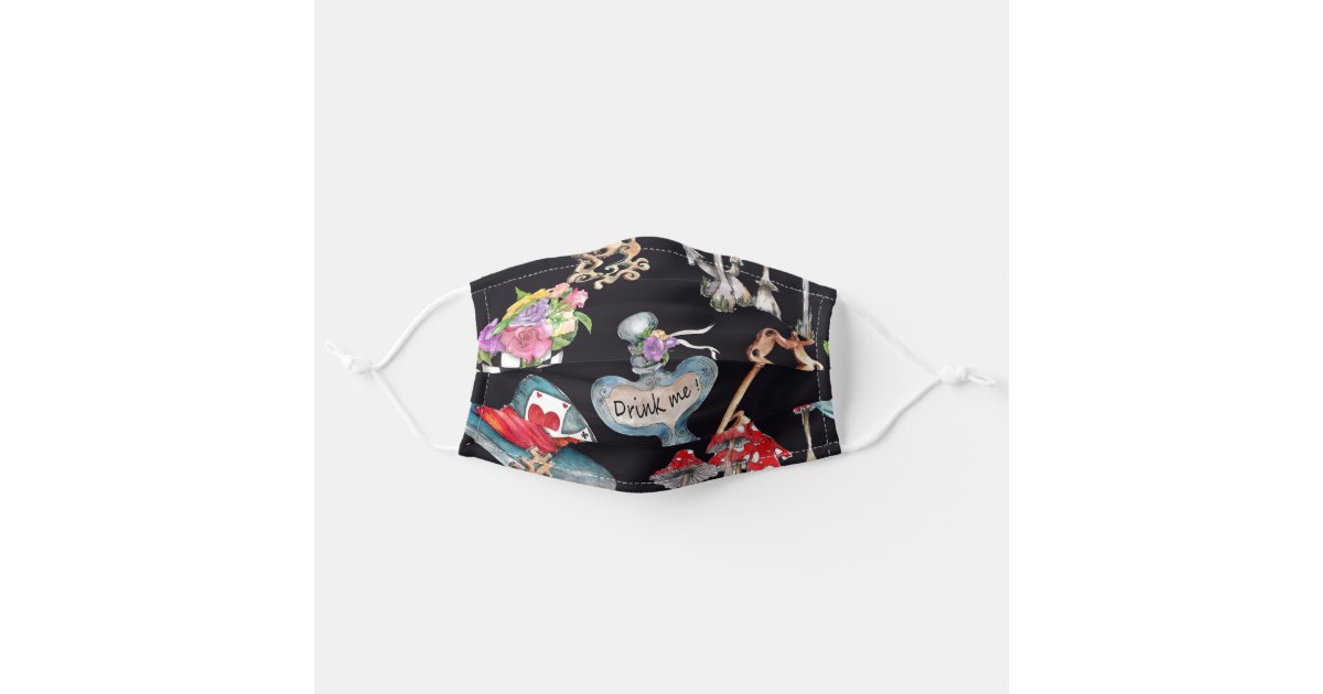 Inspired By Alice In Wonderland Pattern Adult Cloth Face Mask | Zazzle