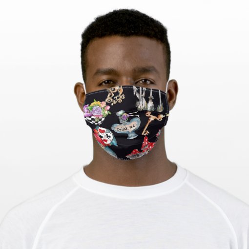 Inspired By Alice In Wonderland Pattern Adult Cloth Face Mask | Zazzle