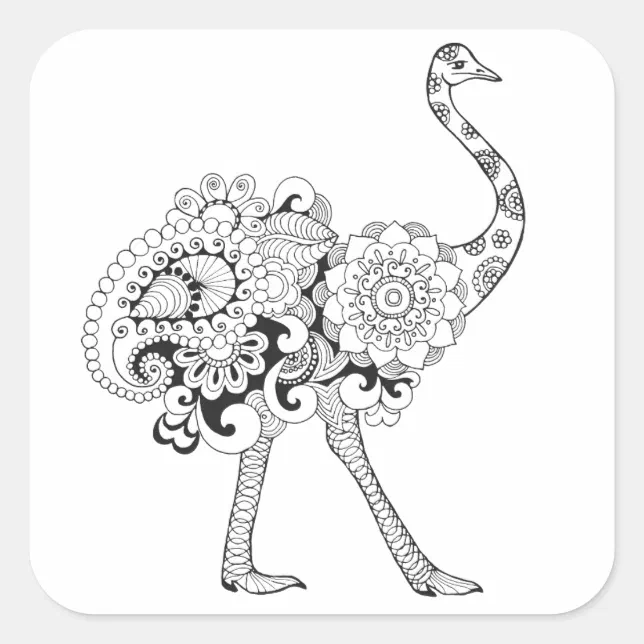 Inspired Ostrich Square Sticker | Zazzle