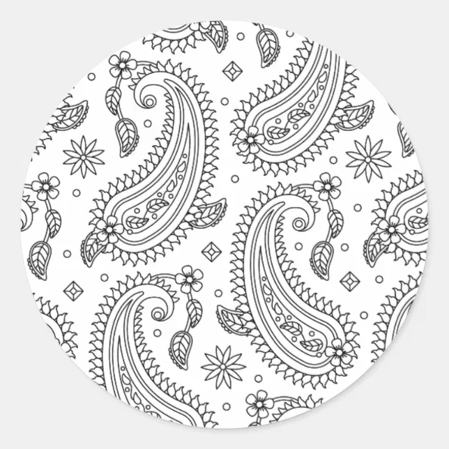 Inspired Paisley Design Classic Round Sticker | Zazzle