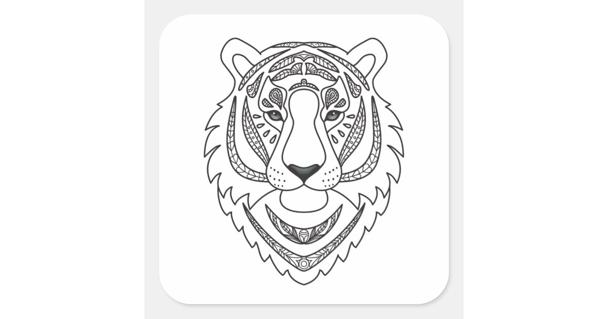 Inspired White Tiger Square Sticker | Zazzle