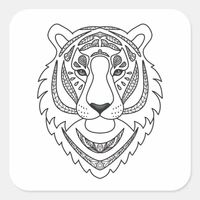 Inspired White Tiger Square Sticker | Zazzle