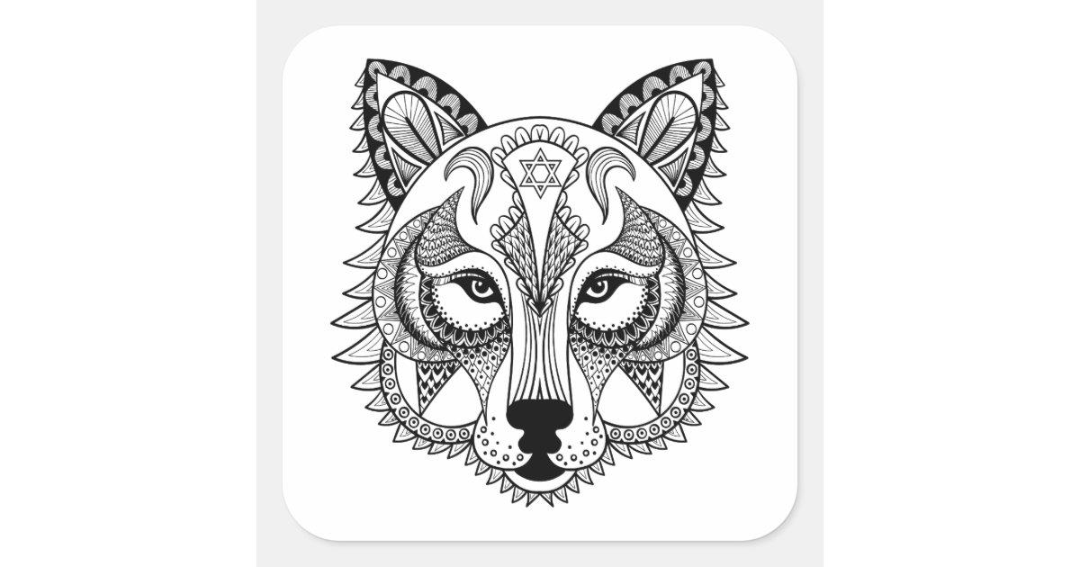 Inspired Wolf Square Sticker | Zazzle