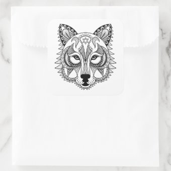 Inspired Wolf Square Sticker | Zazzle