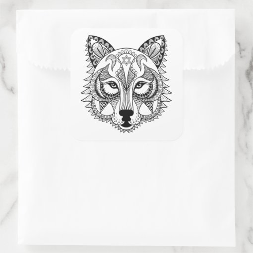 Inspired Wolf Square Sticker | Zazzle