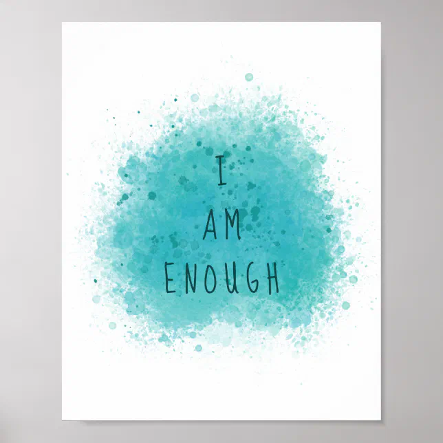 Inspiring I Am Enough Simple Affirmation Quote Poster | Zazzle