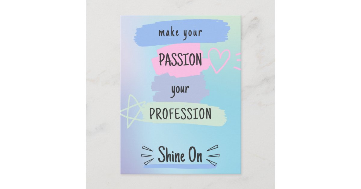 Inspiring Motivational Quote On Passion & Success Postcard | Zazzle