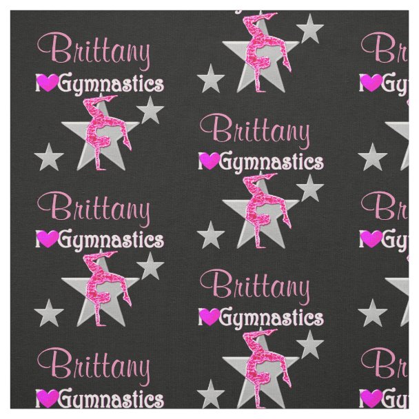 PINK AND BLACK PERSONALIZED GYMNASTICS FABRIC | Zazzle.com