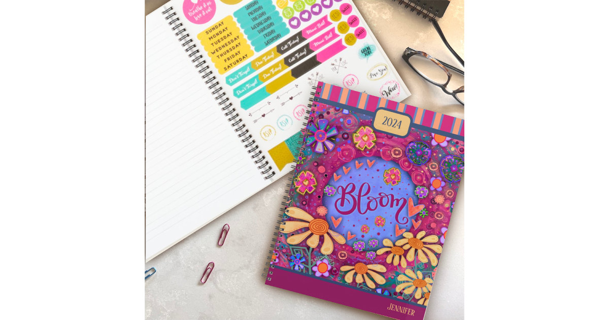Inspiring Pretty Floral Bloom Personalized Fun Planner | Zazzle