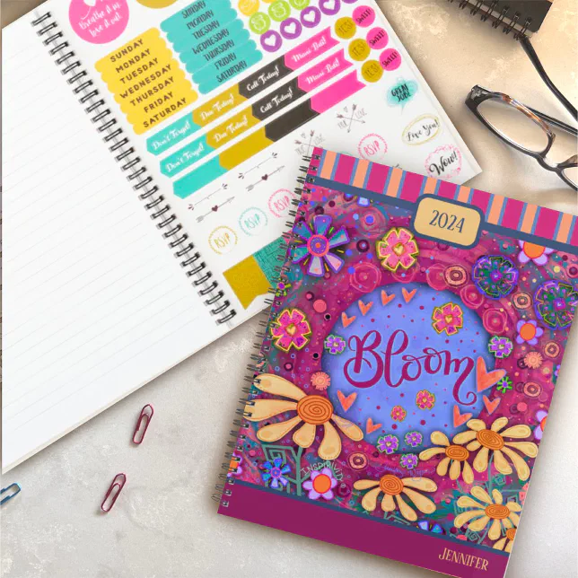 Inspiring Pretty Floral Bloom Personalized Fun Planner | Zazzle