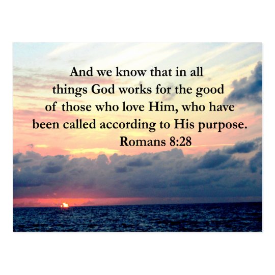 INSPIRING ROMANS 8:28 DESIGN POSTCARD | Zazzle.com