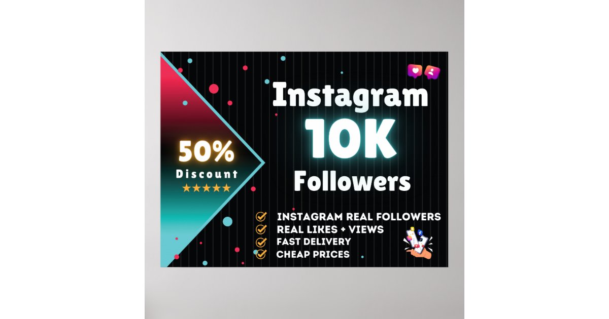 Instagram 10K Followers | Buy Instagram Followers Poster | Zazzle