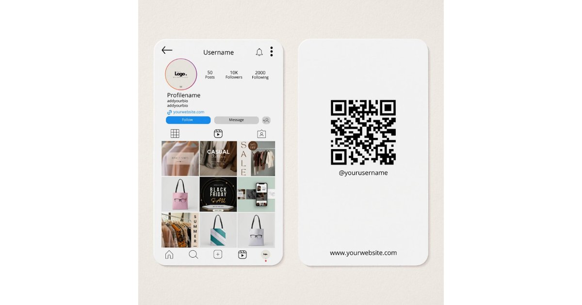 Instagram Business Card QR Code White Busines Card | Zazzle