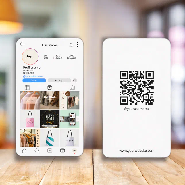 Instagram Business Card QR Code White Busines Card | Zazzle