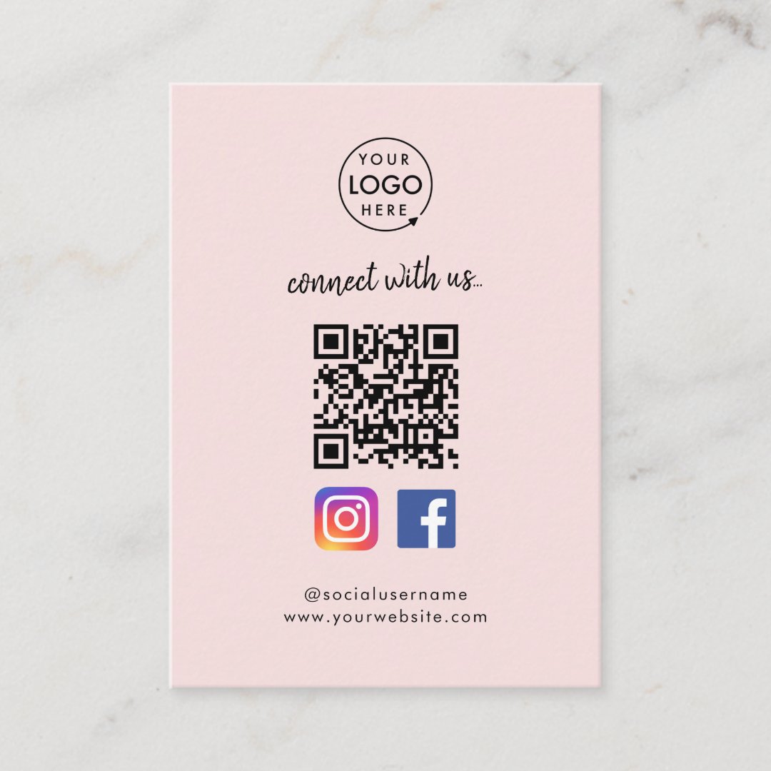 Instagram Facebook QR Code | Social Media Pink Enclosure Card | Zazzle