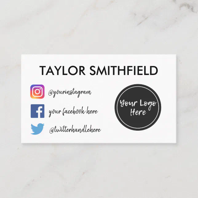 Instagram facebook twitter business card | Zazzle