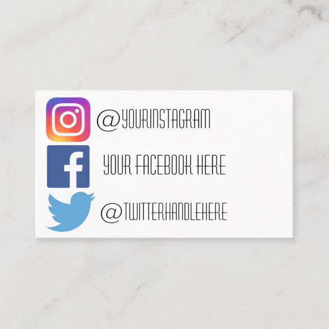 Instagram facebook twitter business card | Zazzle