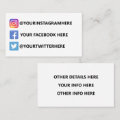 Instagram Facebook Twitter Business Card | Zazzle