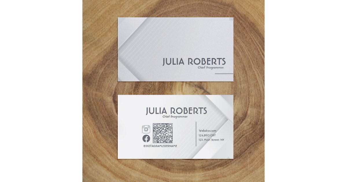 Instagram Follow Us Qr Code White Minimalist Business Card | Zazzle