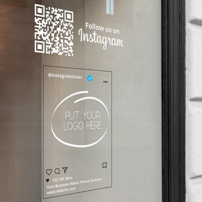 Instagram Follow Us Qr Code White Window Cling | Zazzle