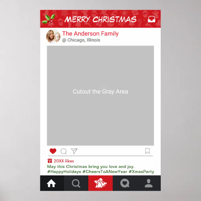 Instagram Frame Christmas Party Photo Booth Poster | Zazzle