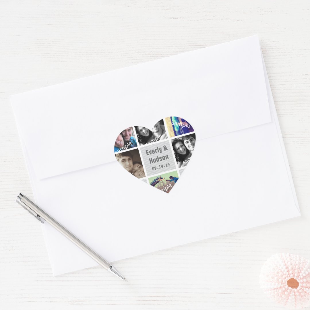 Instagram Heart Shape Wedding Photo Stickers | Zazzle