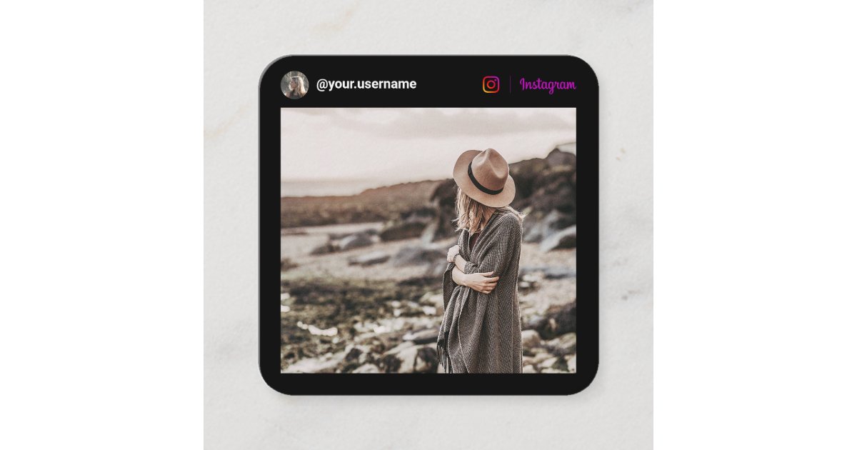 Instagram modern photo social media minimal black calling card | Zazzle