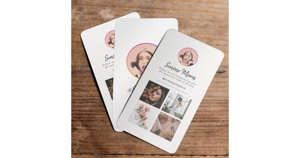 Instagram Photo Collage Modern Script Social Media Calling Card | Zazzle