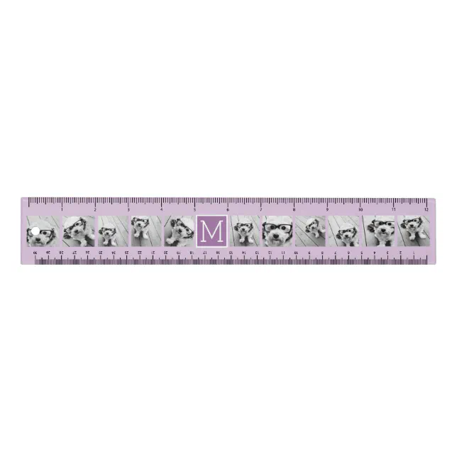 Instagram Photo Collage Monogram CAN EDIT COLOR Ruler | Zazzle