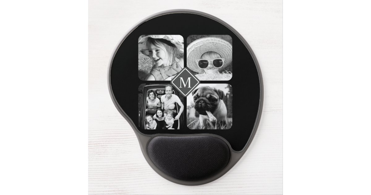 Instagram Photo Collage Monogram Custom Gel Mouse Pad | Zazzle
